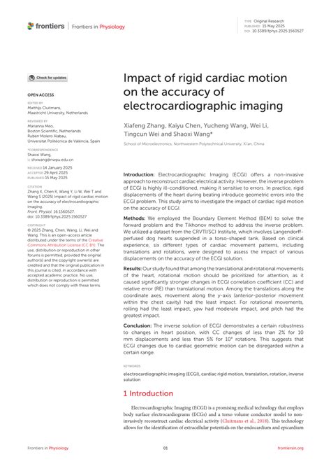 Pdf Impact Of Rigid Cardiac Motion On The Accuracy Of Electrocardiographic Imaging