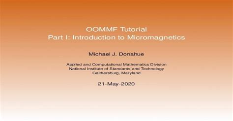 pdf oommf tutorial part i introduction to micromagnetics nist