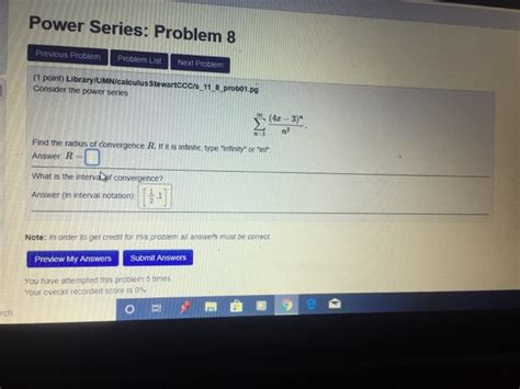 solved power series problem 8 previous problem problem list