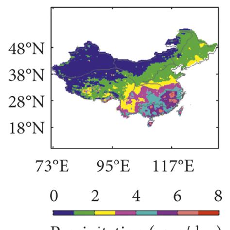 Spatial Distribution Of Average Daily Precipitation Mmday Derived