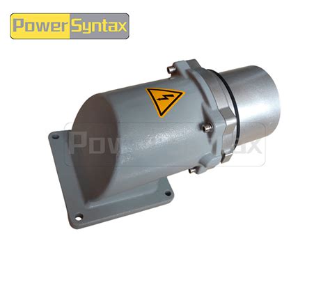 Powersyntax High Current Panel Mounted Cee Industrial Male Plug 200 Amp 4p Angled Inlet Cast