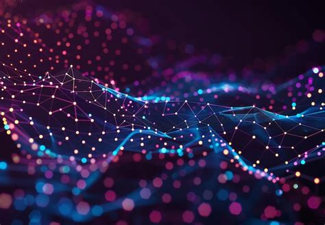 Photo Of Abstract Futuristic Network Background With Glowing Dots And Lines Premium Ai