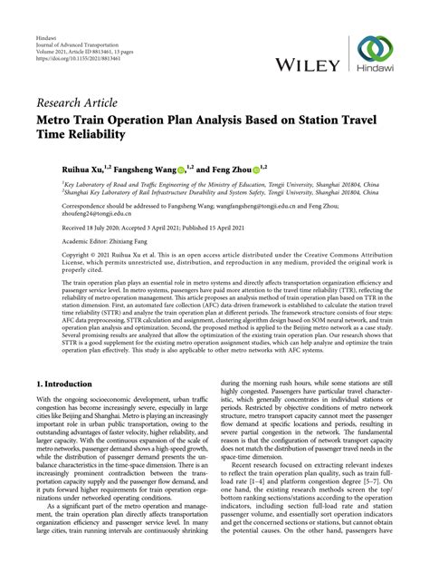Pdf Metro Train Operation Plan Analysis Based On Station Travel Time Reliability