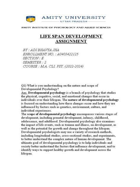 Adi Bhavya Jha Lsd Assignment Pdf Developmental Psychology