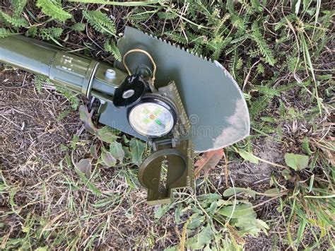 Compass For Orientation On The Terrain During A Hike Stock Image Image Of Direction North