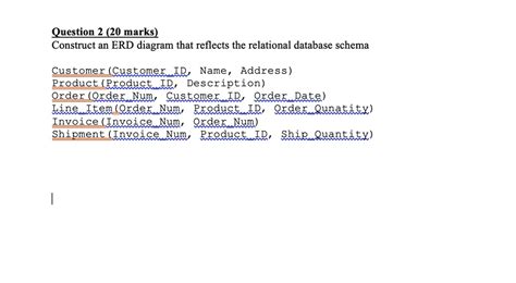 question 2 20 marks construct an erd diagram that reflects the