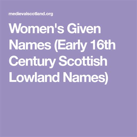 Womens Given Names Early 16th Century Scottish Lowland Names