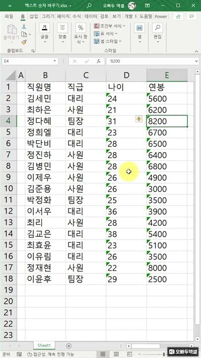 엑셀 숫자 오류