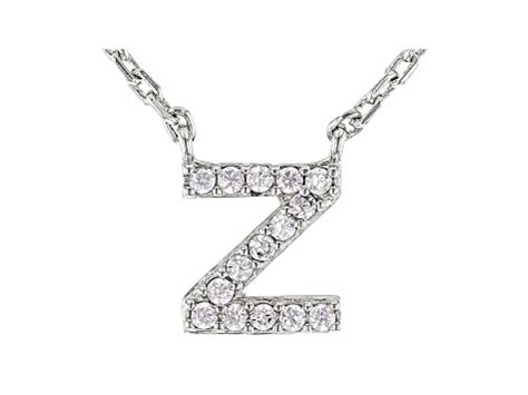 White Cubic Zirconia Rhodium Over Sterling Silver Z Necklace 013ctw