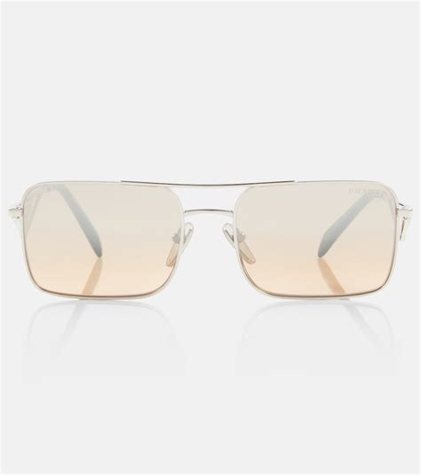 Square Sunglasses In Silver Prada Mytheresa