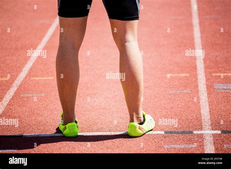 Feet Of An Athlete On Running Track Stock Photo Alamy