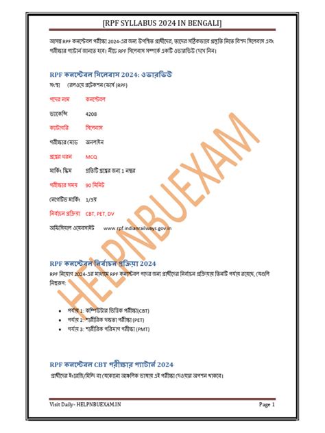 Rpf Syllabus 2024 Pdf