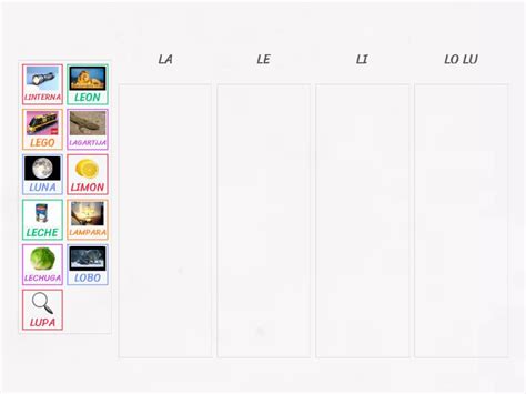 Silabas Iniciales La Le Li Lo Lu Mengkategorikan