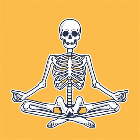 Skeleton Yoga Pose With Background Premium Ai Generated Vector