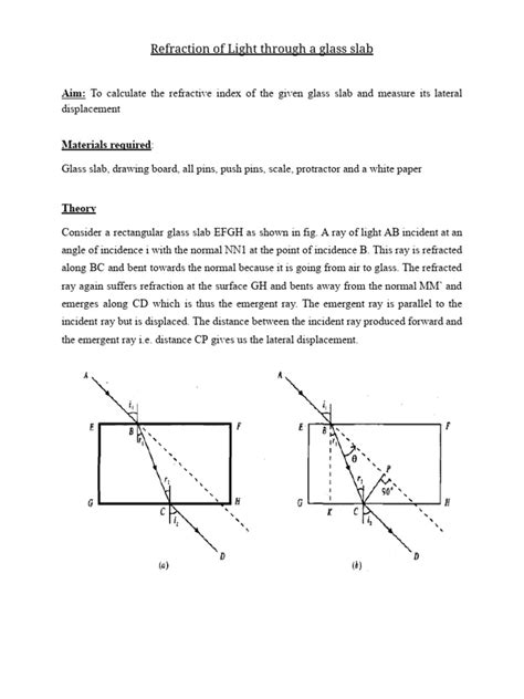 Refraction Of Light Through Slab Pdf Refraction Refractive Index