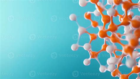 Abstract Molecular Structure With Orange And White Nodes On A Blue