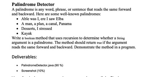 Solved Palindrome Detector A Palindrome Is Any Word Phrase