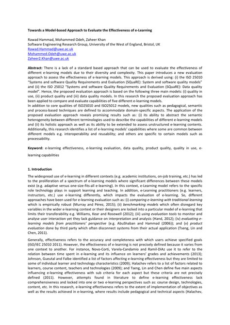 pdf towards a model based approach to evaluate the effectiveness of e