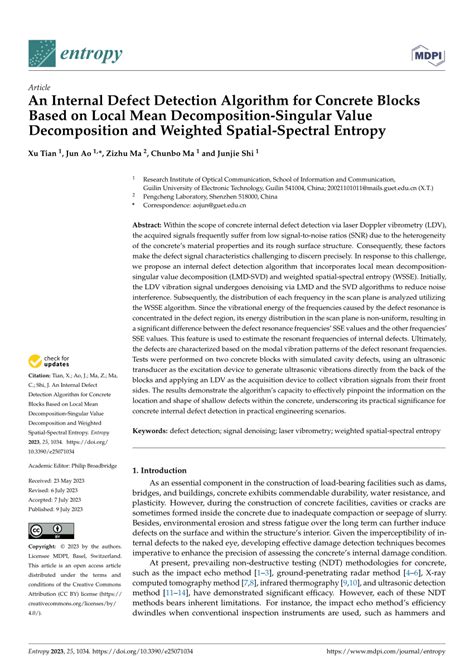 Pdf An Internal Defect Detection Algorithm For Concrete Blocks Based