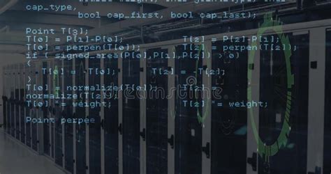 Image Of Data Coding And Circular Scanner Over Server Room Stock Illustration Illustration Of