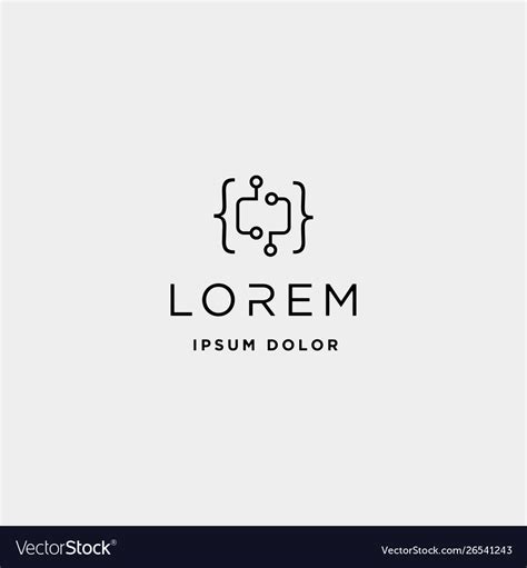 Coding Digital Logo Design Template Lineart Vector Image