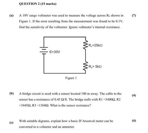 Solved QUESTION Marks A A V Range Voltmeter Was Chegg Com