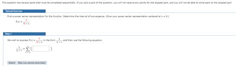 Solved Tutorial Exercisefind A Power Series Representation