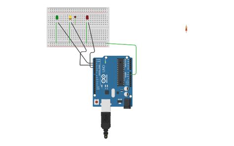 Circuit Design Encender 3 Leds Semaforo Tinkercad