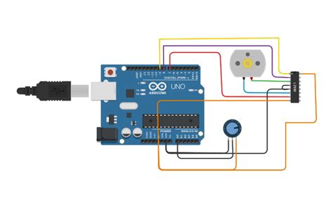 circuit design mangatur kecepatan dan arah putaran motor dc tinkercad