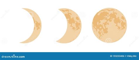 Moon Cycle From Month To Full Moon Isolated On White Background For Design Flat Vector Stock