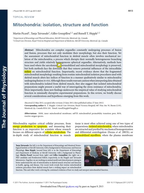 Pdf Mitochondria Isolation Structure And Function Picard Et Al Dokumen Tips