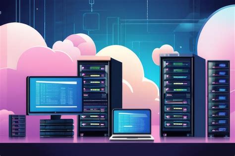 Premium Photo Digital Cloudscape Abstract Isometric Technology In The