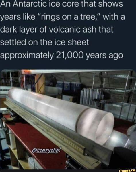 An Antarctic Ice Core That Shows Years Like Rings On A Tree With A Dark Layer Of Volcanic Ash