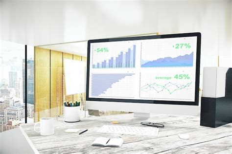 Premium Photo Computer With Business Chart