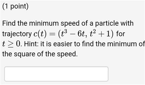 Solved Point Find The Minimum Speed Of A Particle With Chegg