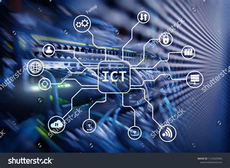 Ict Concept On Server Room Background Устройство Дания Защита
