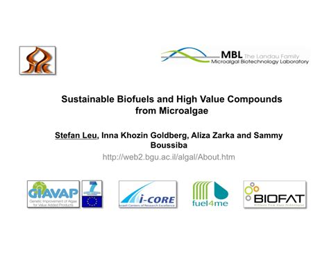 PDF Sustainable Biofuels And High Value Compounds From Microalgae
