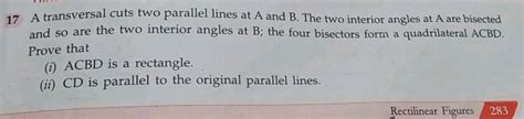 A Transversal Cuts Two Parallel Lines Mathrm A And Mathrm B The Two