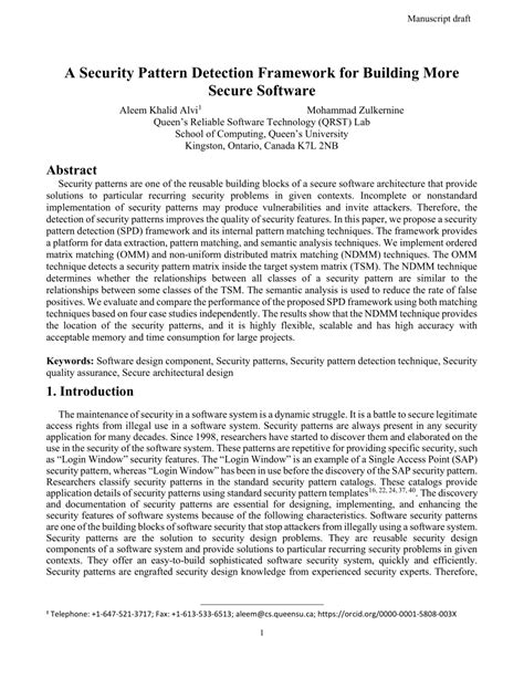 Pdf A Security Pattern Detection Framework For Building More Secure