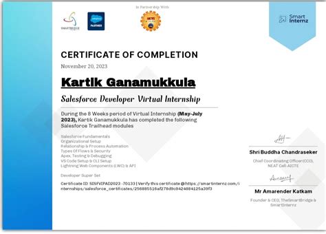 Karthik Chary On Linkedin Smartinternz Salesforce Trailhead