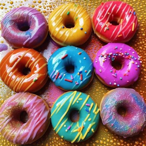 Premium Photo A Group Of Donuts With Different Colored Icing And