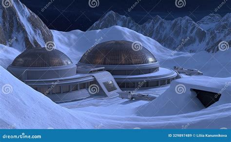 Astronauts Explore The Lunar Landscape With A Habitat Module And Rover Under A Bright Moon In