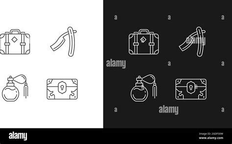 Vintage Collection Linear Icons Set For Dark And Light Mode Stock