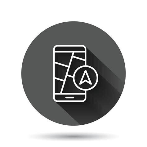 Smartphone Map Icon In Flat Style Mobile Phone Gps Navigation Vector