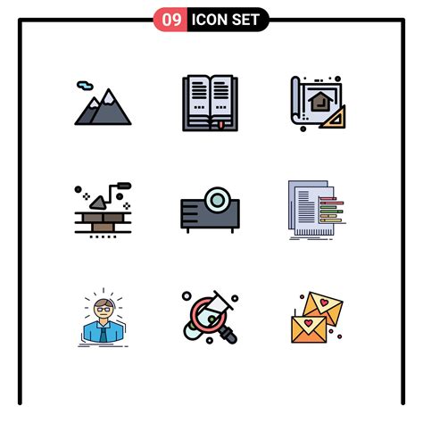 Stock Vector Icon Pack Of 9 Line Signs And Symbols For Products Devices Design Wall Building