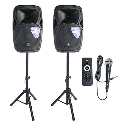 Imix Party 12a 12″ Active Speaker Set W Stands And Mic Aisound
