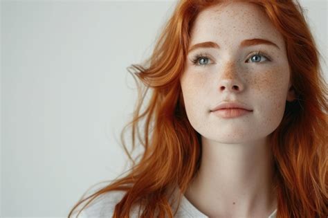 Closeup Of Redhead Woman Planning Her Day Isolated On White Premium AI Generated Image