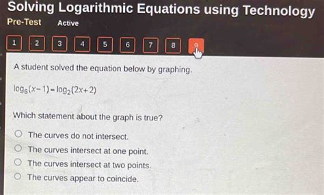 solving logarithmic equations using technology pre test active 1 、 2 3