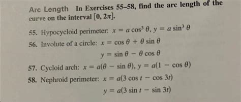 Solved Arc Length In Exercises Find The Arc Length Of Chegg Com