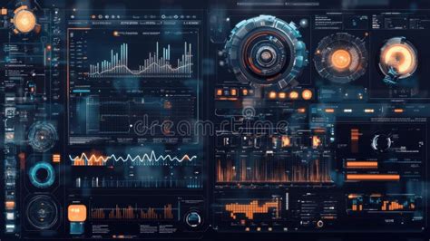 Futuristic Manufacturing Control Panel Displaying Real Time Data Analysis Stock Image Image Of